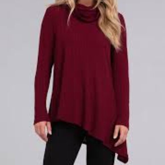 Sympli | Tops | Angle Cowl Neck Waffleknit Sweater By Sympli | Poshmark